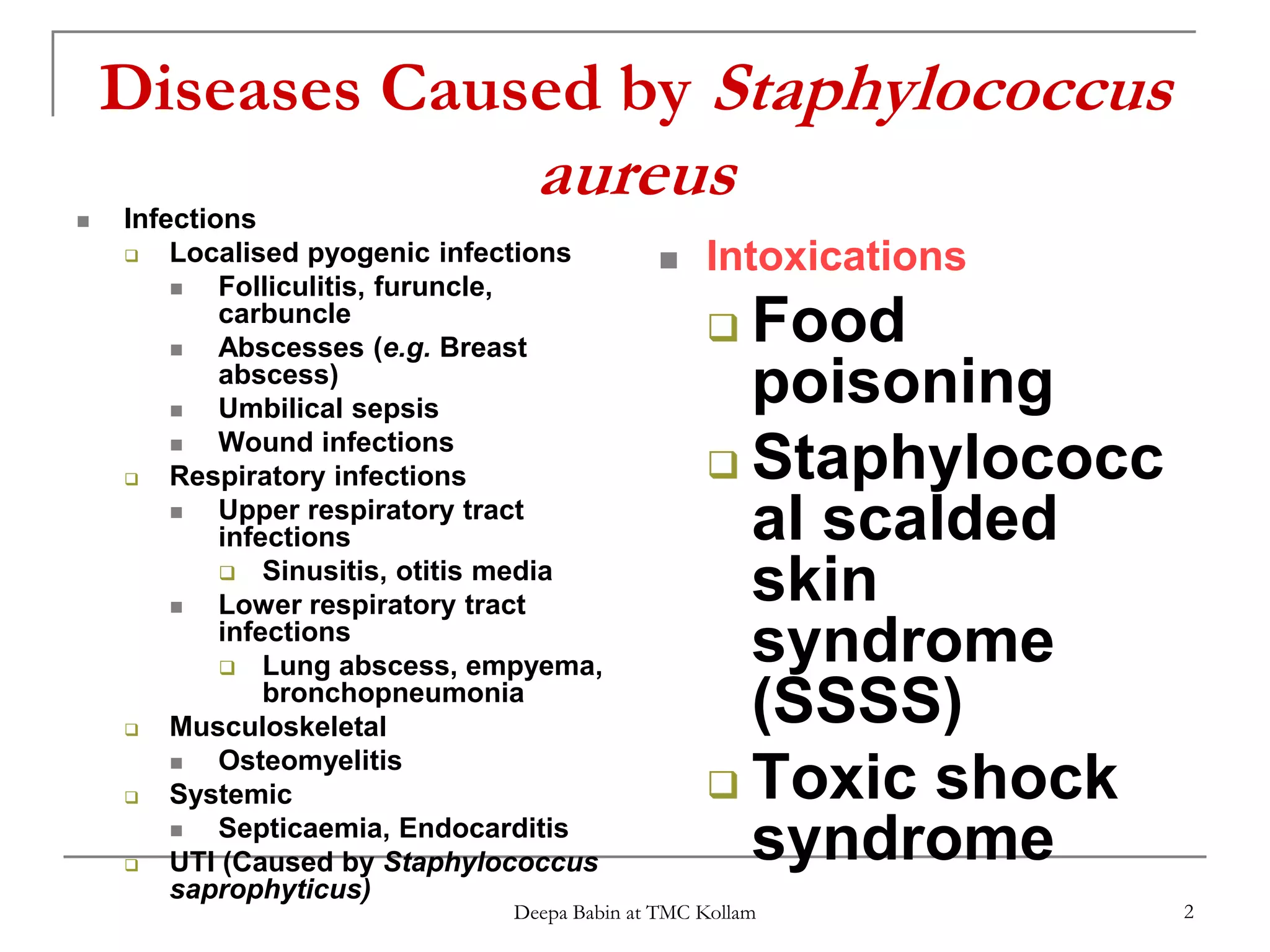 Lab diagnosis of staphylococcal infections deepa babin | PDF