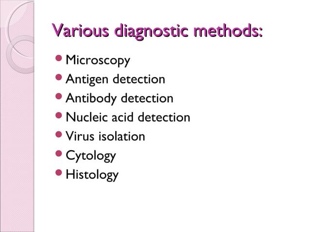 Laboratory diagnosis of viral infection