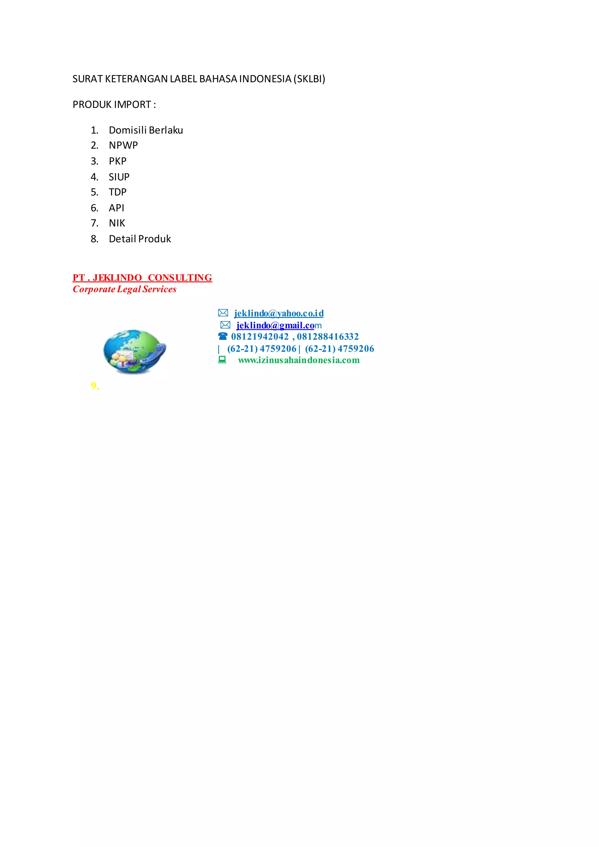 Label bahasa indonesia Produk Impor | DOCX