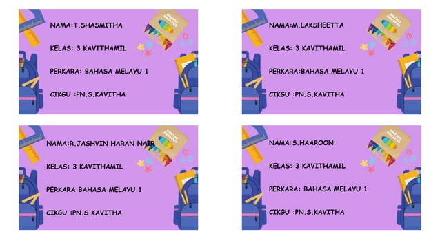 LABEL BUKU BAHASA MELAYU TAHUN 2 KAVITHAMIL | PPT