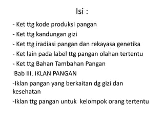 Label dan iklan pangan | PPTX