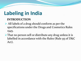 Labeling in india | PPTX