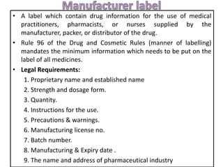 Labeling in pharmaceutical packaging | PPTX