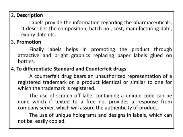 Labeling in pharmaceutical packaging | PPTX