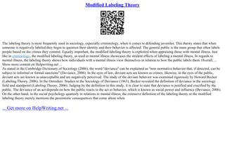 Labeling Theories And Labeling Theory | PPT