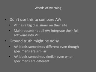 Labeling the virus share malware dataset lessons learned | PPTX