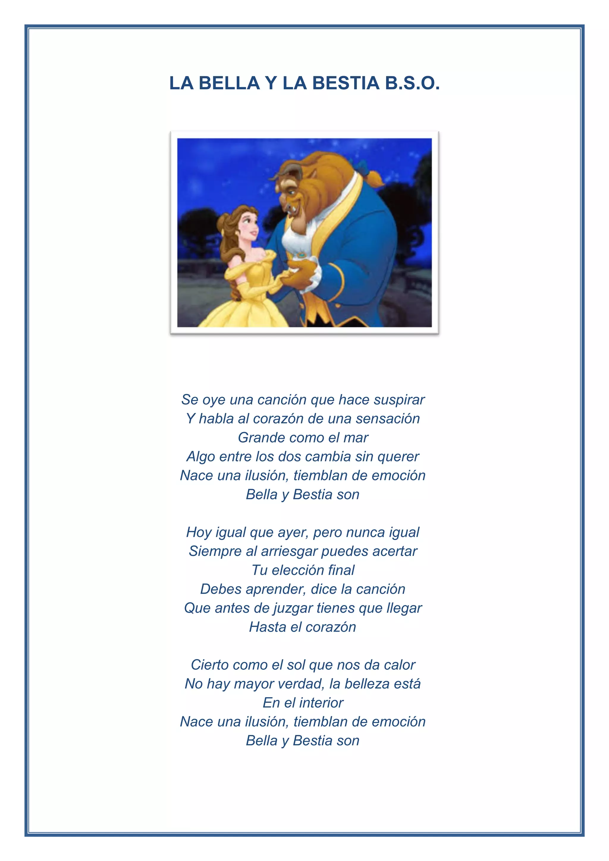 La bella y la bestia letra pdf | PDF