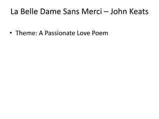 La belle dame sans merci | PPTX | Poetry | Books and Literature