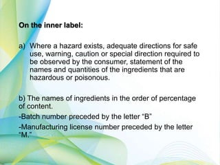 INDIAN REGULATORY REQUIREMENTS FOR LABELING OF COSMETICS | PPTX