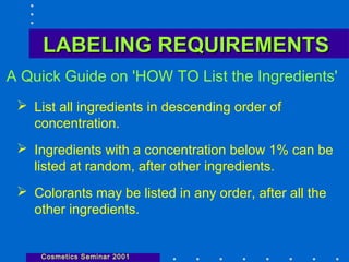 Labelling requirements cosmetics seminar | PPT