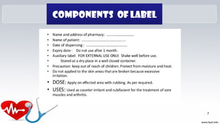 LABELLING of dispensed medication pharmacy practice | PPTX