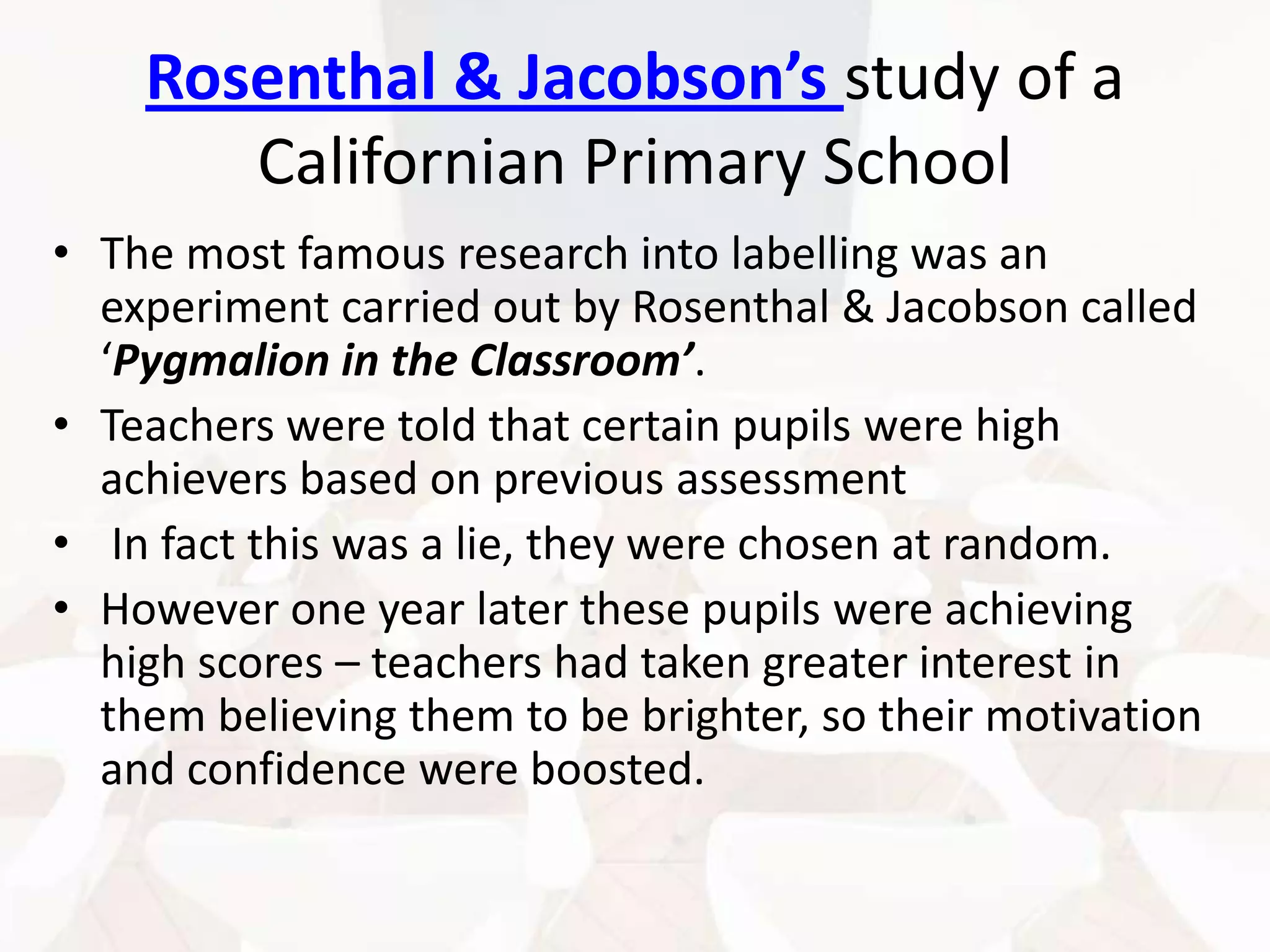 Labelling and self-fulfilling prophecy | PPTX