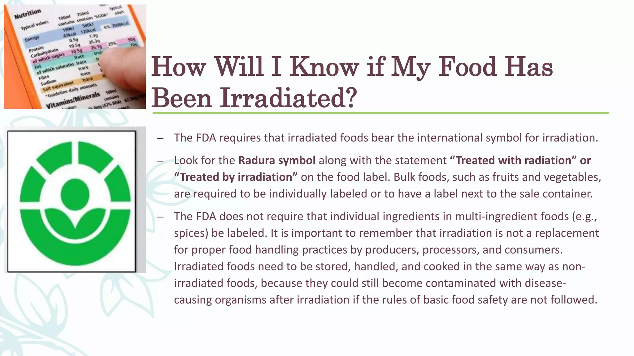 Labelling of irradiated food and organic food | PPTX
