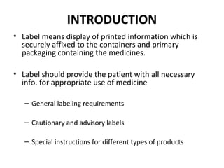 Labelling of the pharmaceuticals | PPT