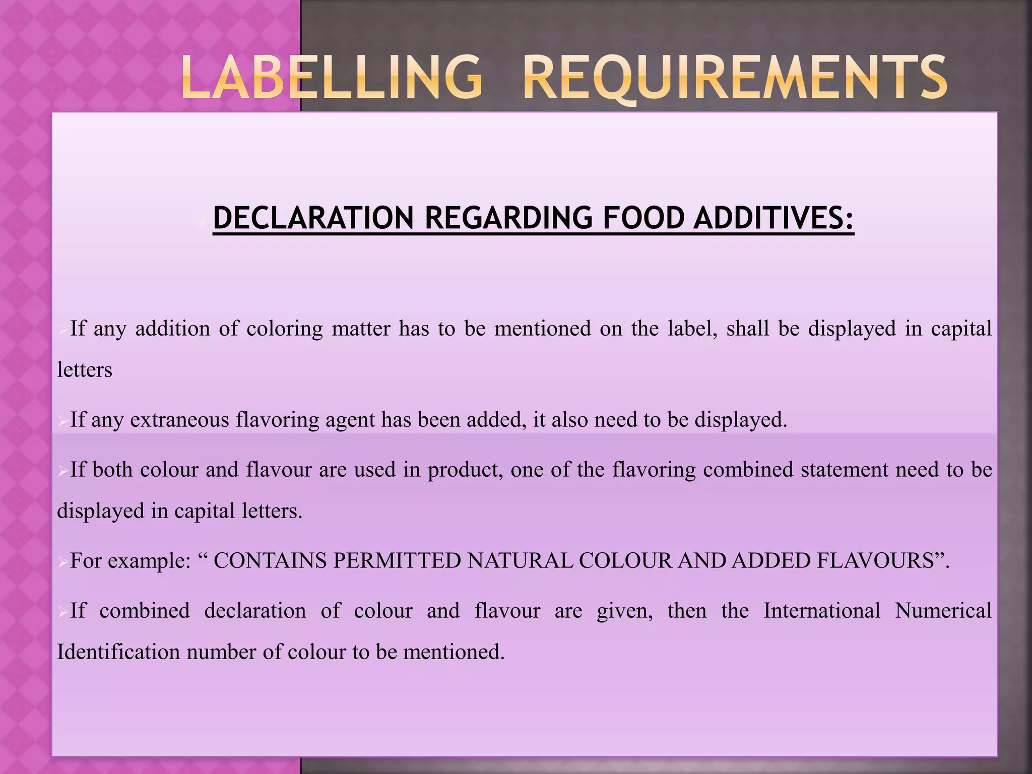 Labelling requirements | PPTX | Nutrition | Healthy Living