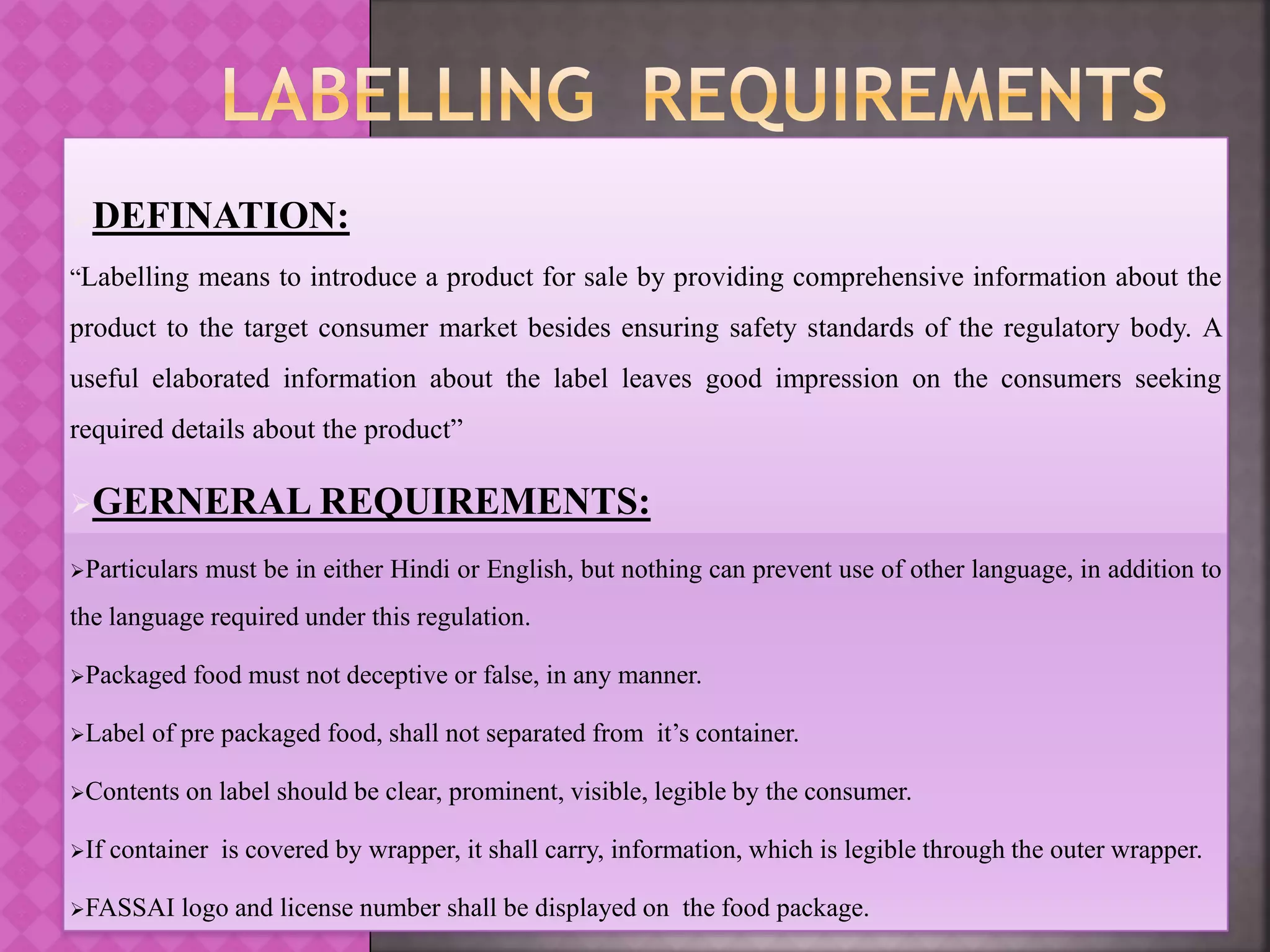 Labelling requirements | PPTX