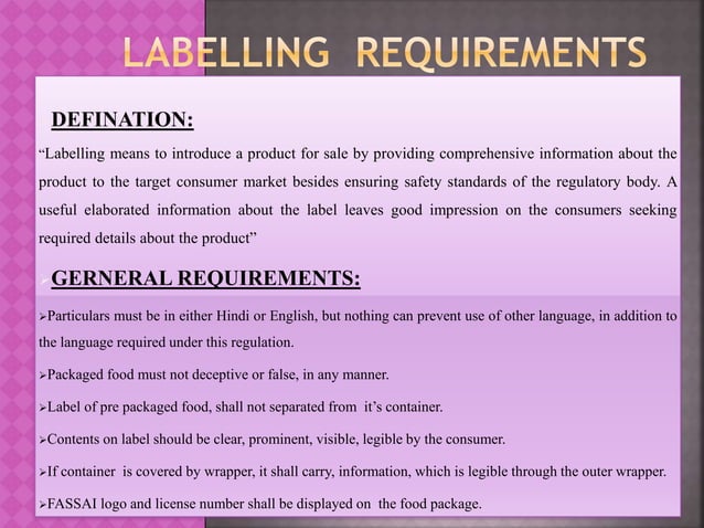Labelling requirements | PPTX | Nutrition | Healthy Living