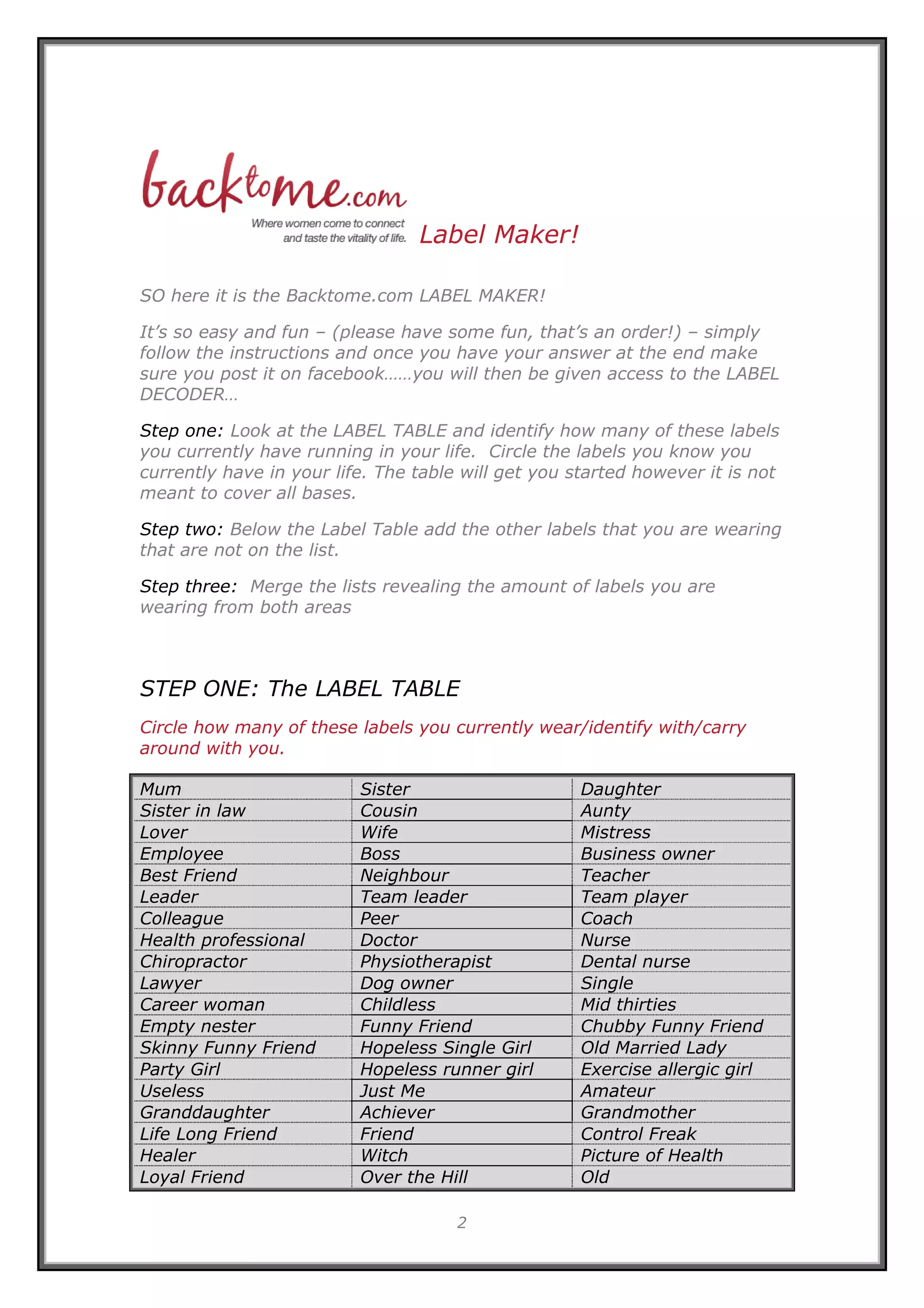 Label Maker & Decoder | PDF