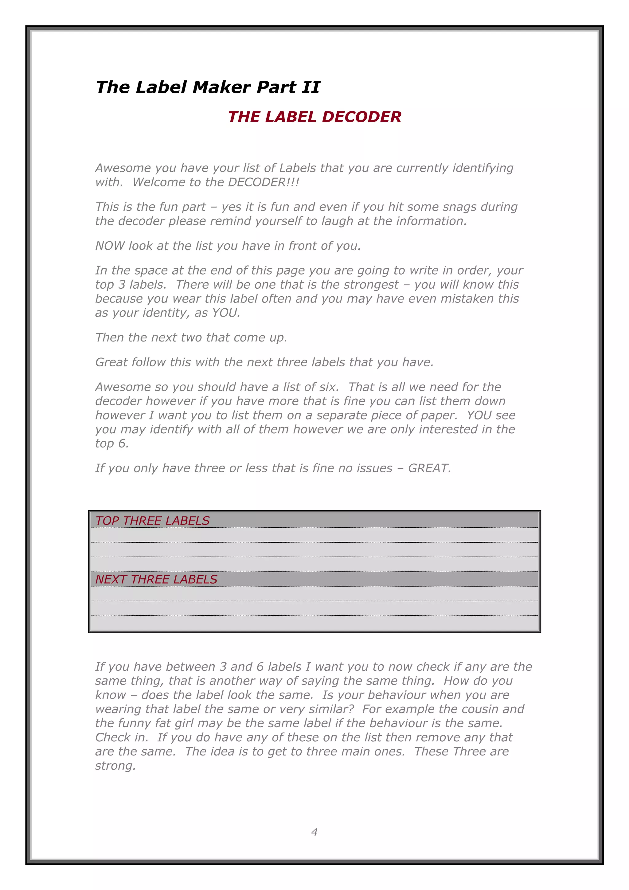 Label Maker & Decoder | PDF