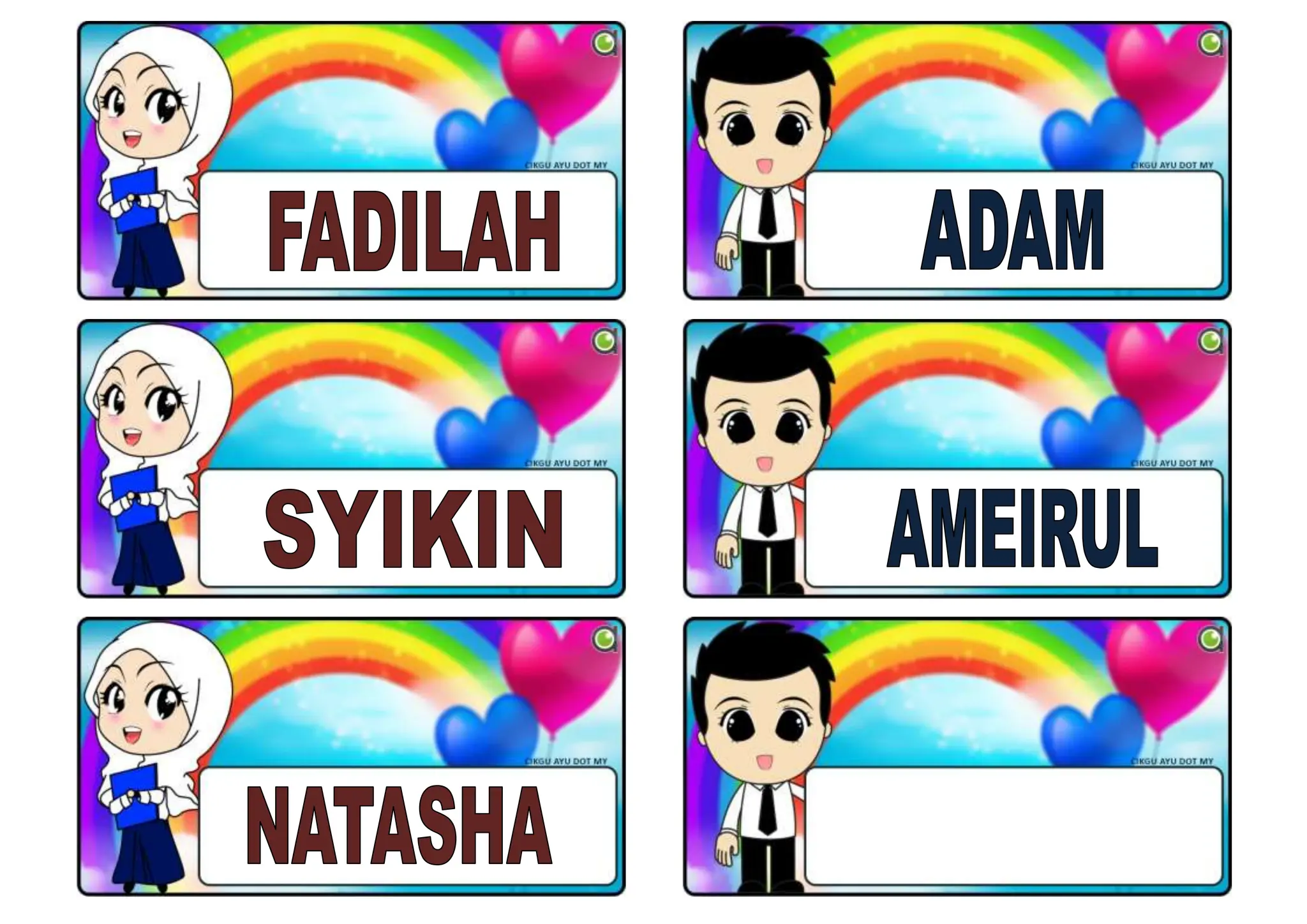 Label Nama Murid kelas mengikut kategori | PPT