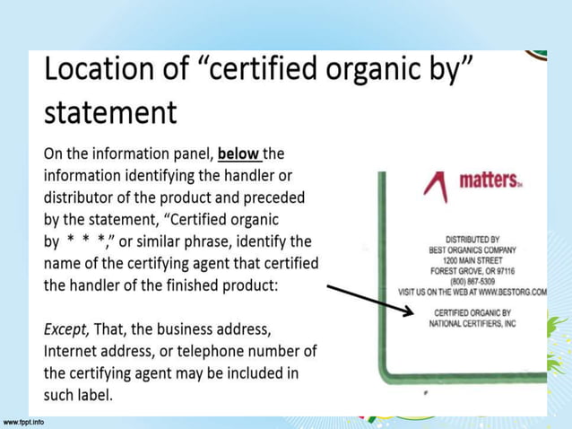 ORGANIC LABELLING REQUIREMENTS AS PER NPOP, NOP, EU, PRIVATE LABELLING ...