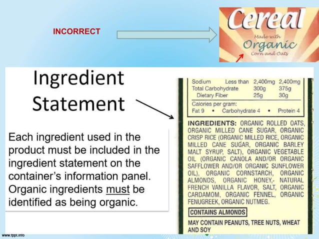 ORGANIC LABELLING REQUIREMENTS AS PER NPOP, NOP, EU, PRIVATE LABELLING ...