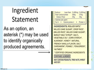ORGANIC LABELLING REQUIREMENTS AS PER NPOP, NOP, EU, PRIVATE LABELLING ...