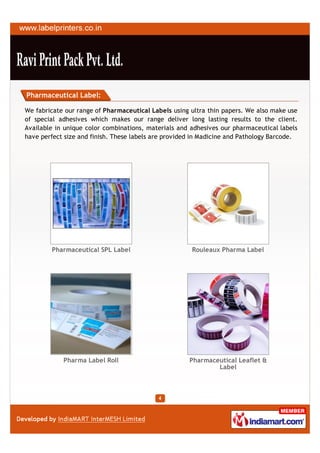 Ravi Print Pack Private Limited, New Delhi, Labels | PDF