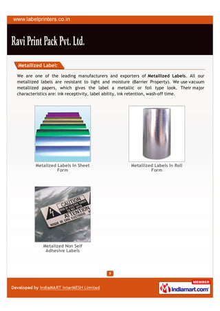 Ravi Print Pack Private Limited, New Delhi, Labels | PDF