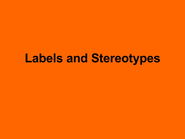 Labels And Stereotypes | PPT