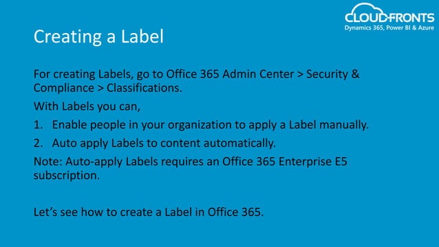 Labels in Office 365 | PPTX