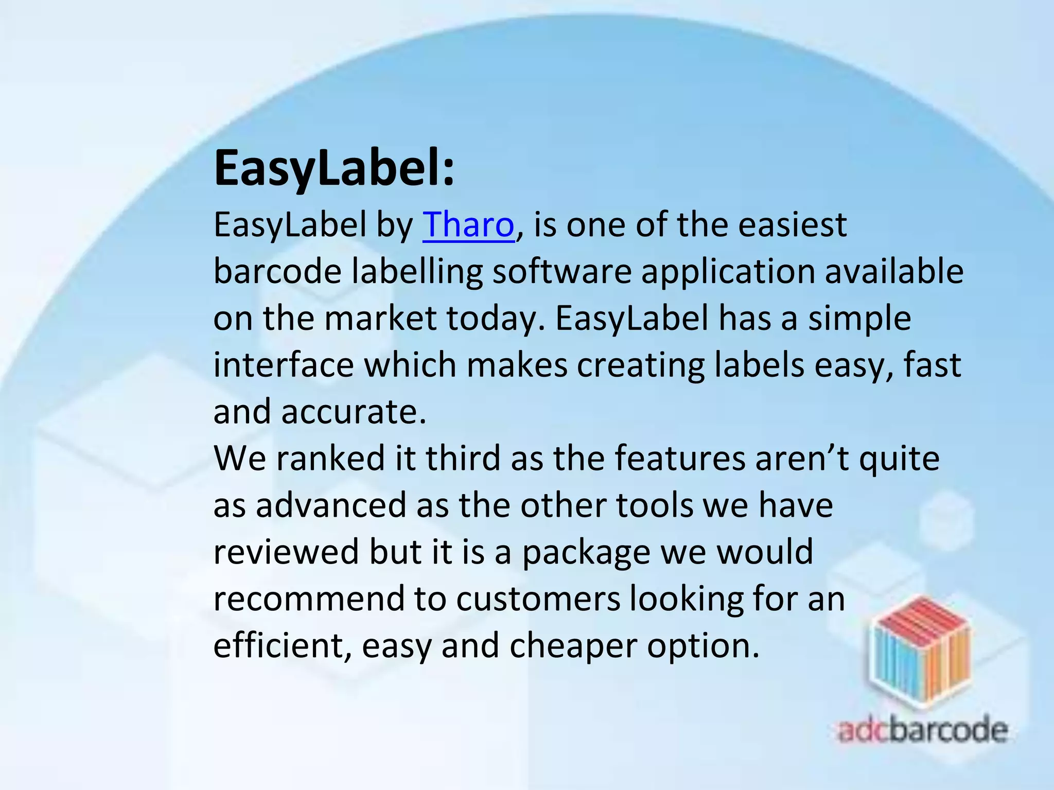 Label Software Comparison Guide | PPTX