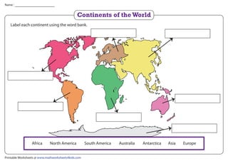 Label the continents | PDF