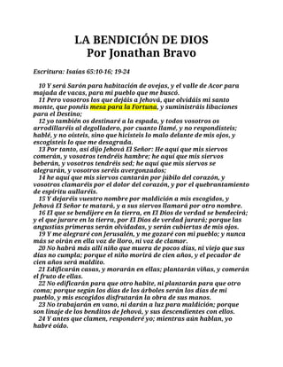 LA BENDICIÓN DE DIOS. Por Jonathan Bravo | PDF