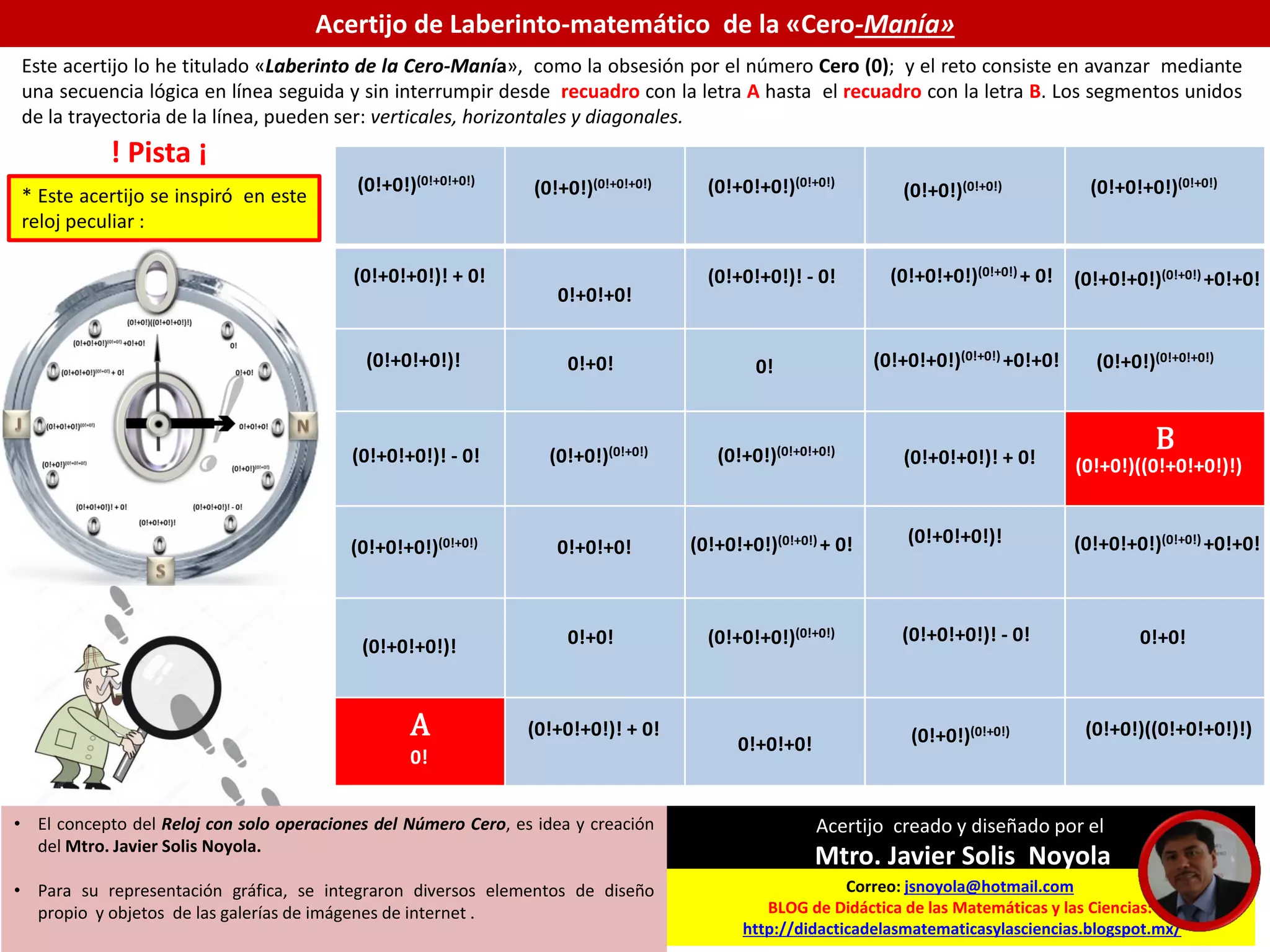 Acertijo de Laberinto-matemático de la «Cero-Manía» (obsesión por el ...