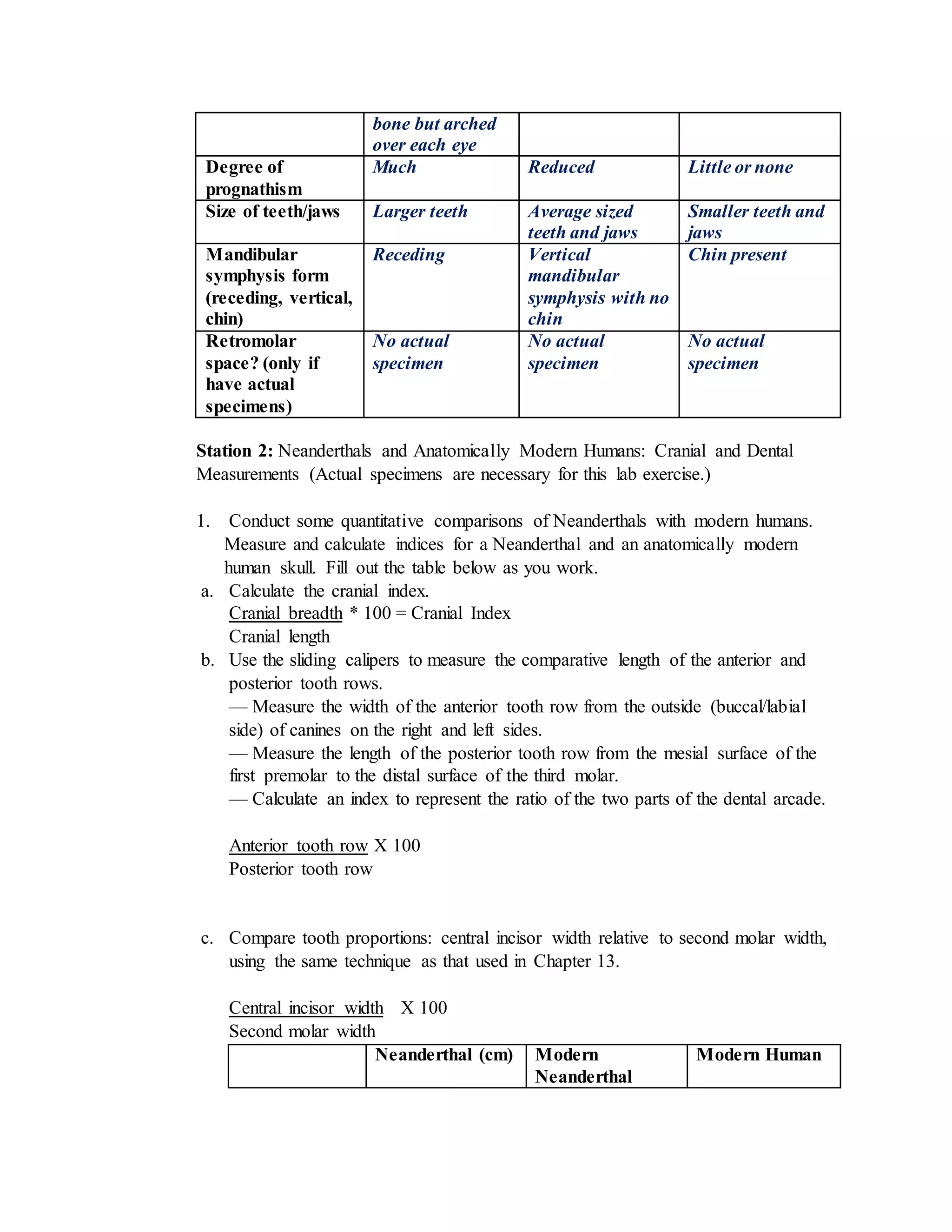 Lab exercise 12.1, 14.1 ,14.2 anthropology | DOCX
