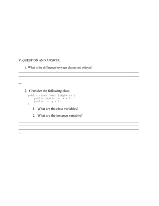 Lab exp (creating classes and objects) | PDF