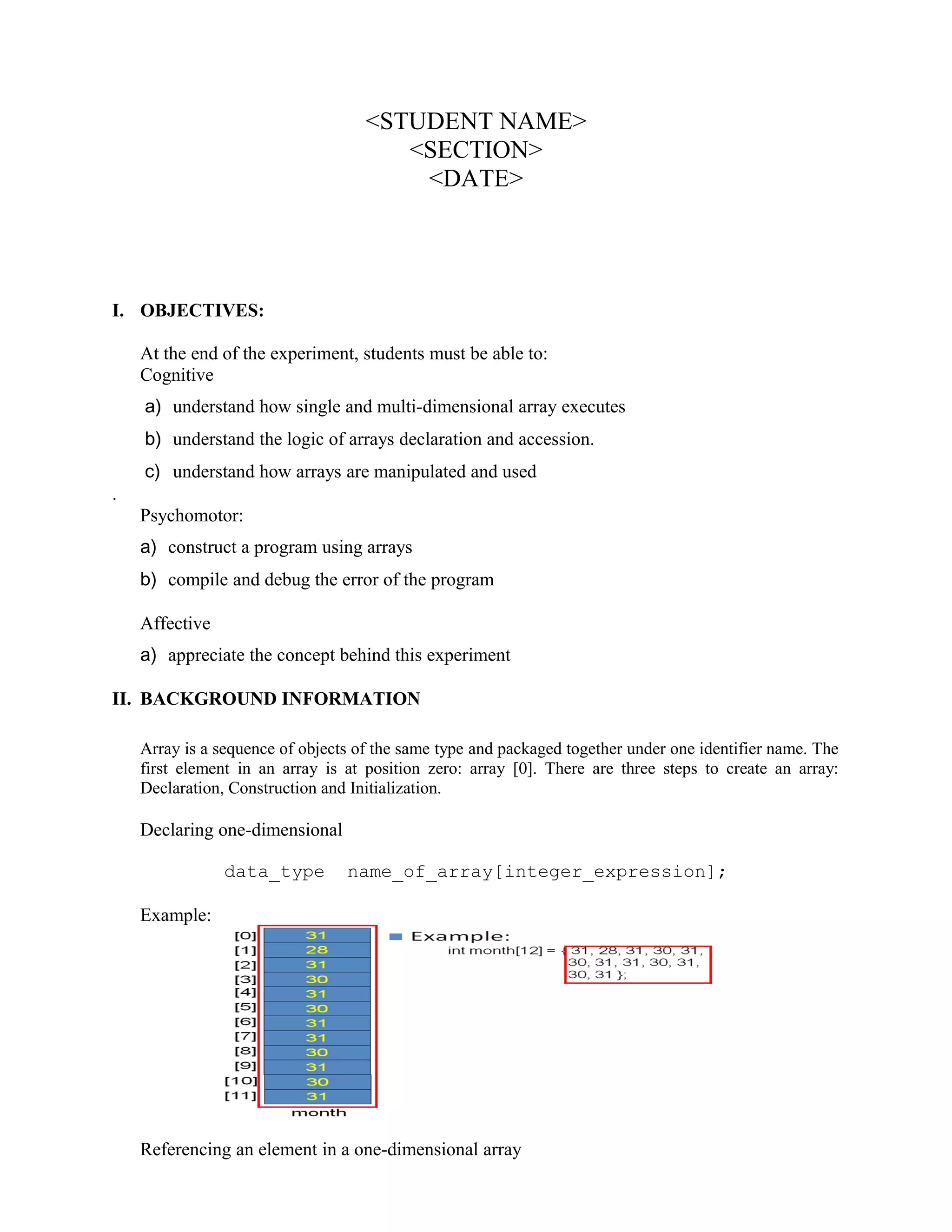 Lab exp declaring arrays) | PDF Lab exp declaring arrays) | PDF