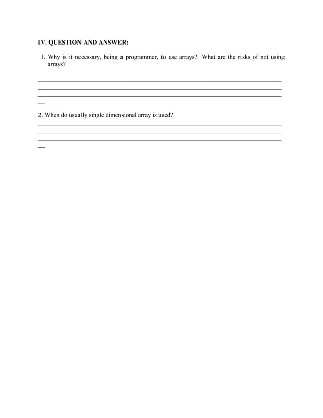 Lab exp declaring arrays) | PDF Lab exp declaring arrays) | PDF