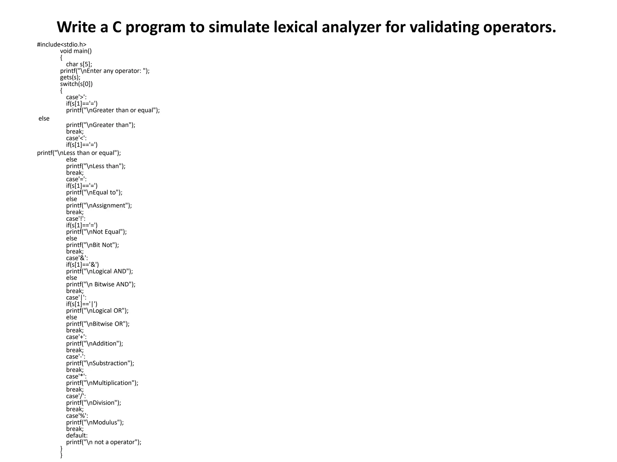 Lab Experiment list for compiler design lab | PPT