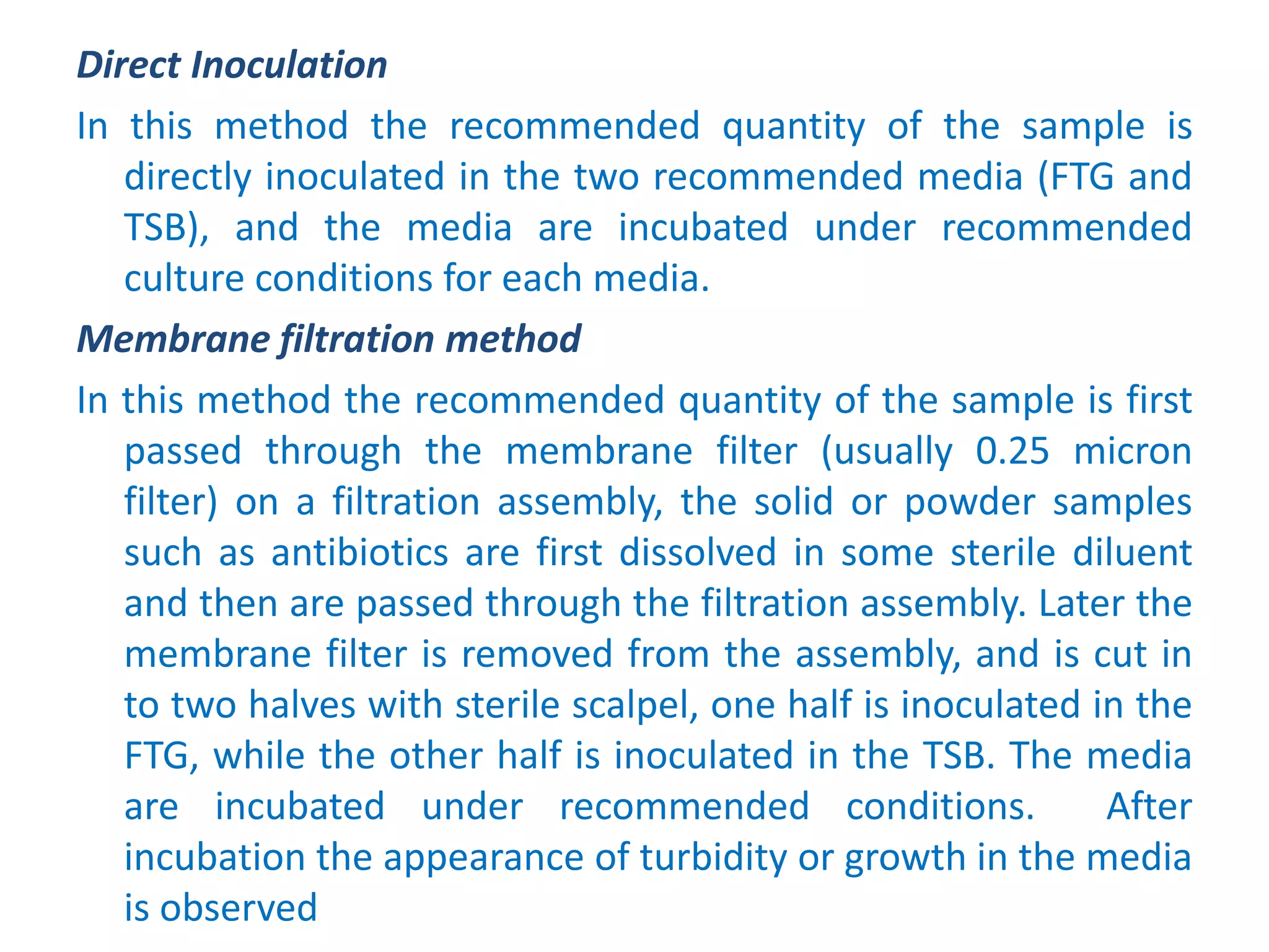 Lab experiment sterility testing | PDF