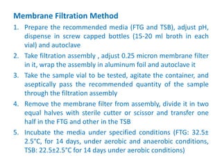 Lab experiment sterility testing | PDF