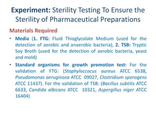 Lab experiment sterility testing | PDF