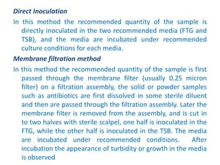 Lab experiment sterility testing | PDF