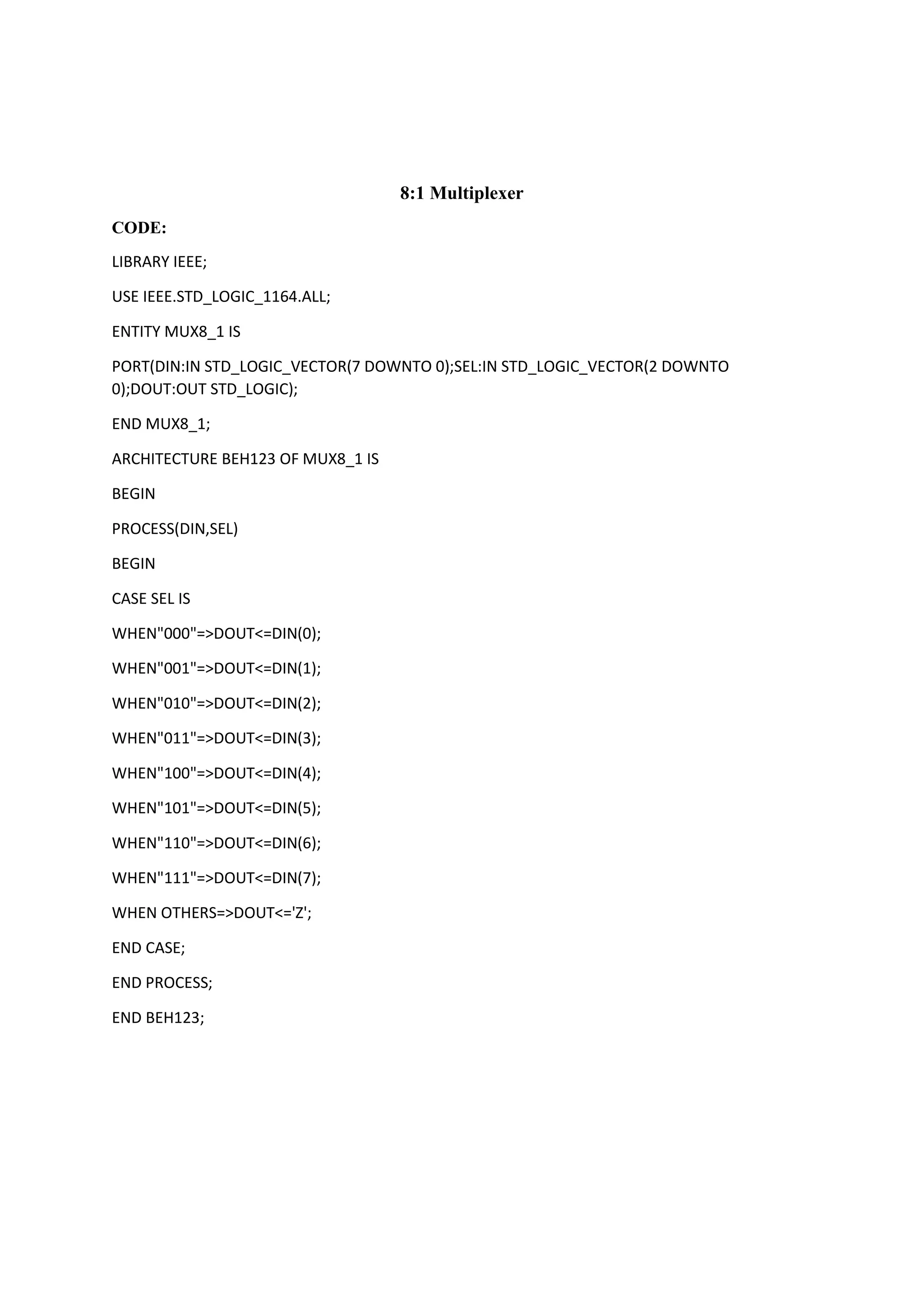 Design of Mux and decoder using VHDL | PDF
