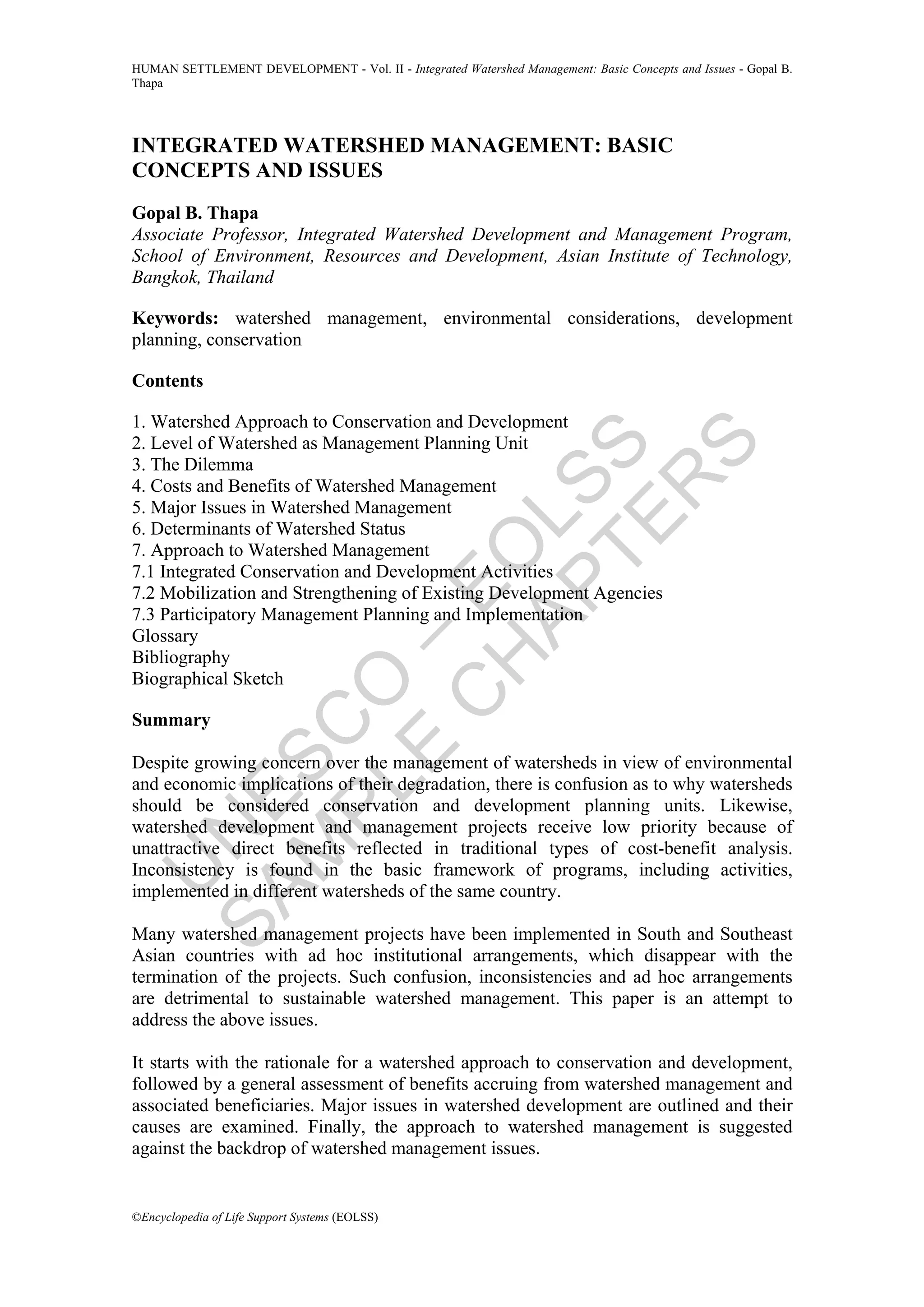 Wtershed management | PDF