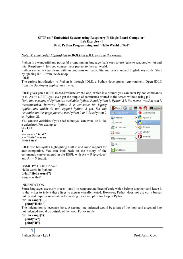 Learning Python for Raspberry Pi | PDF