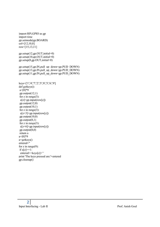 Input interface with Raspberry pi | PDF