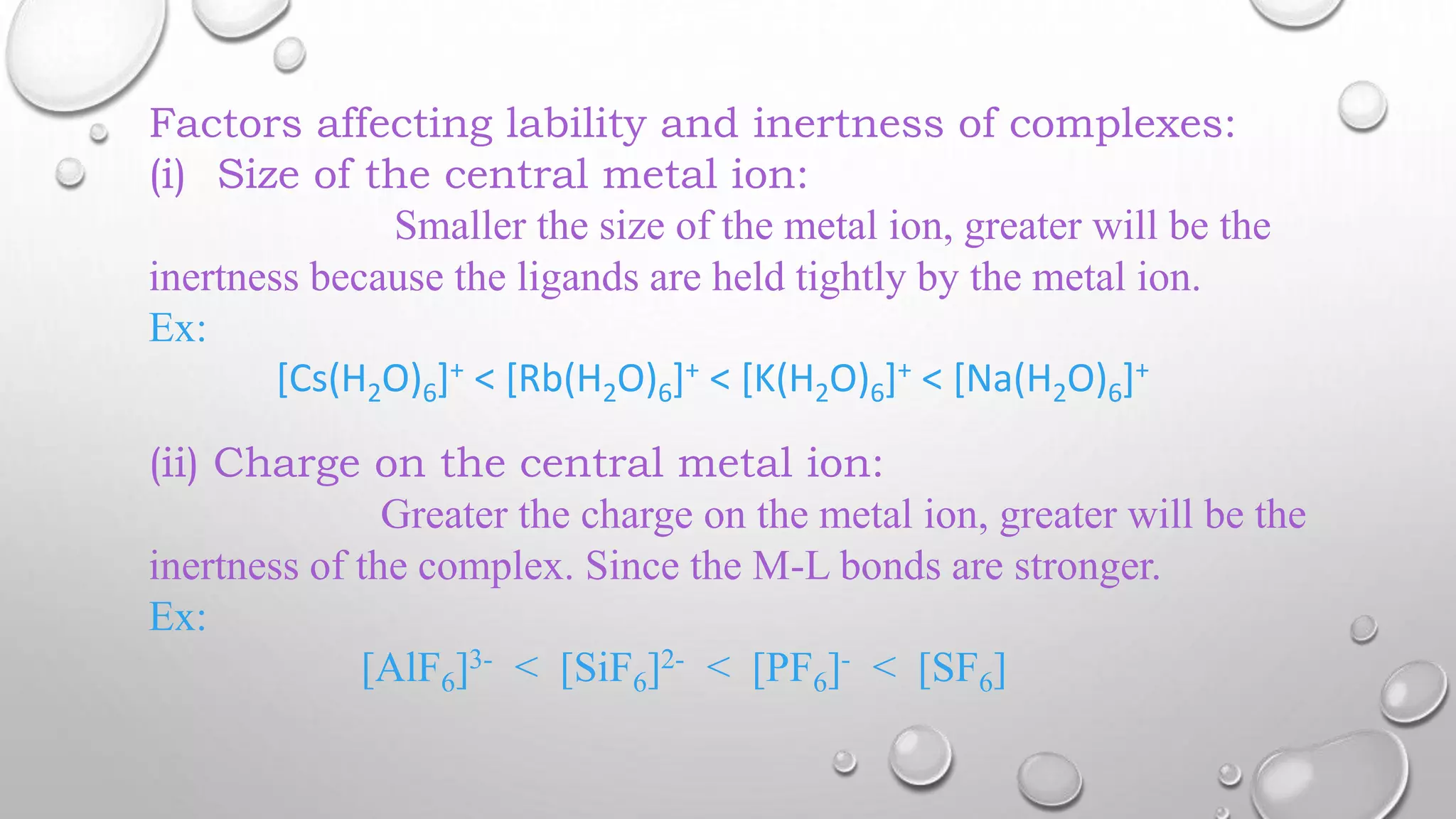 Labile & inert and substitution reactions in octahedral complexes | PPTX