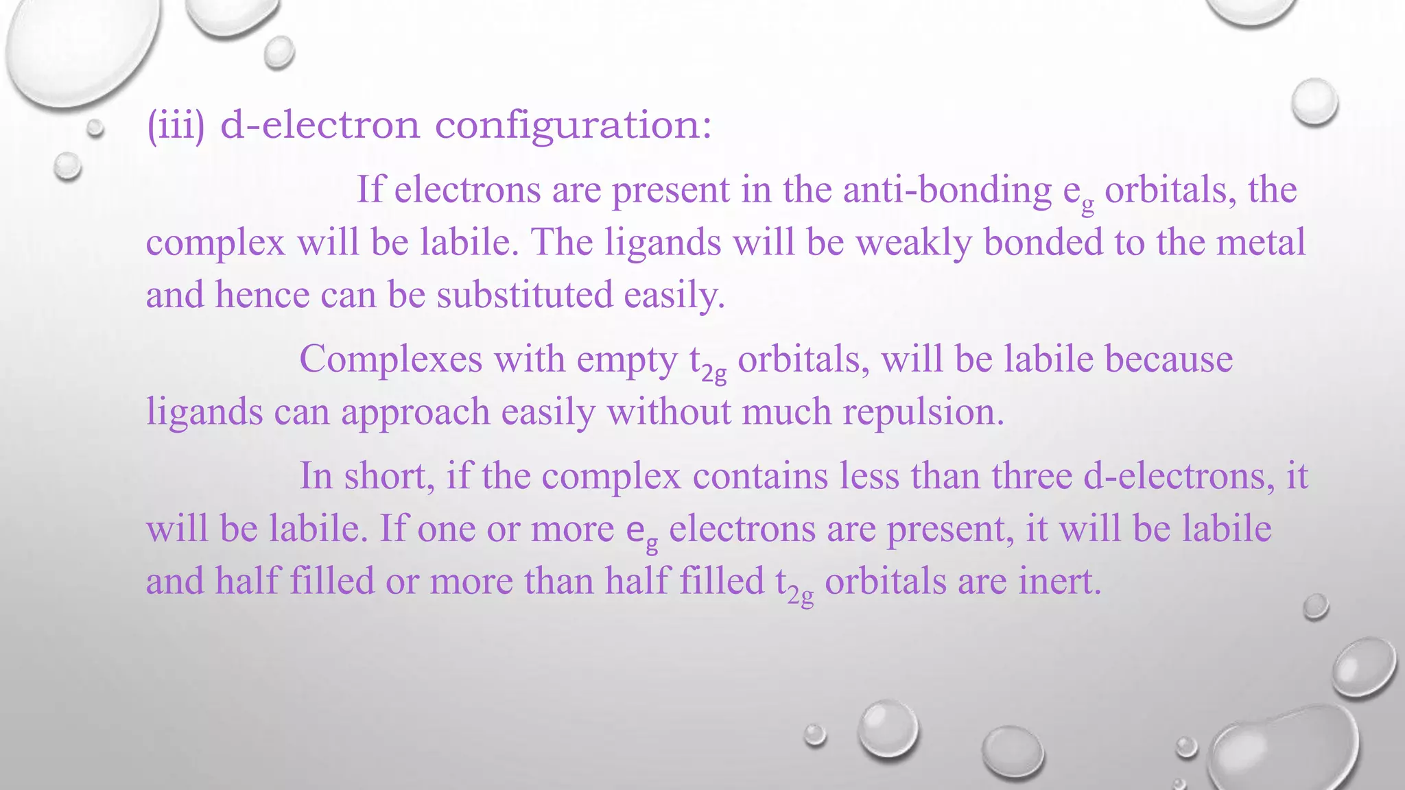 Labile & inert and substitution reactions in octahedral complexes | PPTX